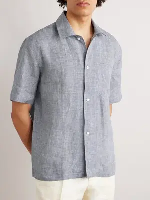 DE PETRILLO Houndstooth Linen Shirt