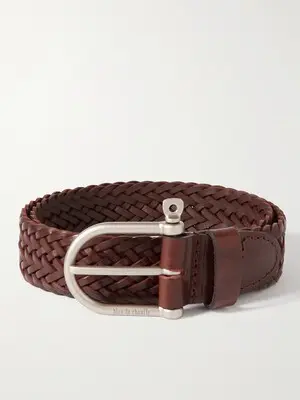 BLEU DE CHAUFFE 3.5cm Woven Leather Belt - Brown