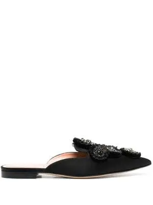 Alberta Ferretti Embellished Pointed-toe Mules - Black