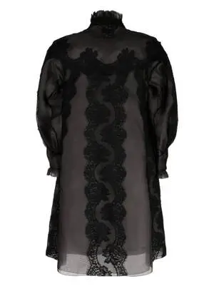 Shiatzy Chen Lace Organza Single-breasted Coat - Black