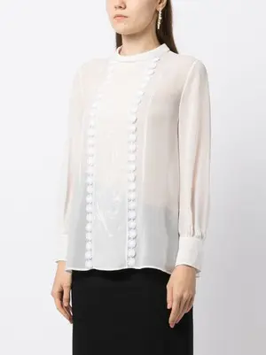 Shiatzy Chen Mulberry Silk Lace-appliqué Shirt