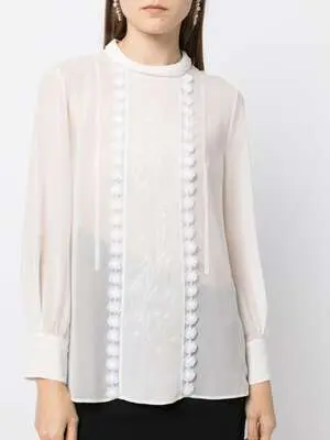 Shiatzy Chen Mulberry Silk Lace-appliqué Shirt