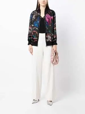Shiatzy Chen Printed Silk Bomber Jacket