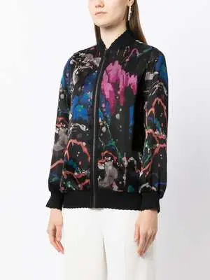 Shiatzy Chen Printed Silk Bomber Jacket