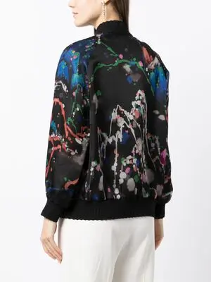 Shiatzy Chen Printed Silk Bomber Jacket