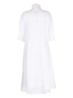 Shiatzy Chen Cotton Organza Sheer Lace Long Coat - White