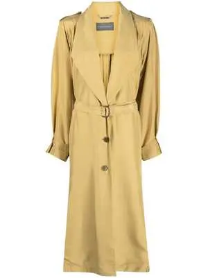 Alberta Ferretti Shawl-lapels Silk Trench Coat - Neutrals