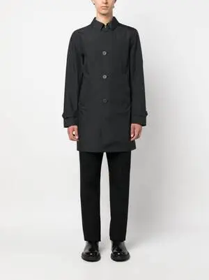 Herno Single-breasted Mid-length Raincoat - Black