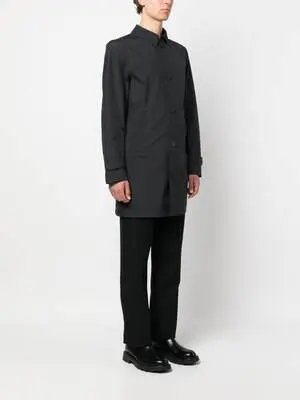 Herno Single-breasted Mid-length Raincoat - Black