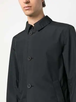 Herno Single-breasted Mid-length Raincoat - Black