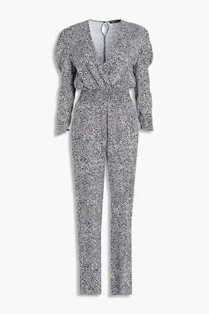 Maje Wrap-effect Printed Jumpsuit - Black