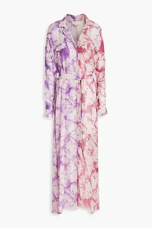 Rococo Sand Tiedyed Metallic Georgette Maxi Dress - Lilac