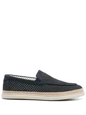 Casadei Nabuk Perforated-leather Espadrilles - Blue