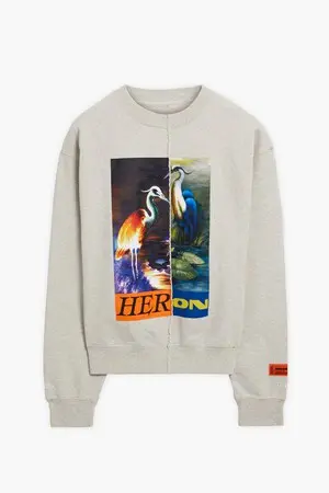 Heron Preston Mélange French Cotton Terry Sweatshirt With Embroidered Logo Appliqu