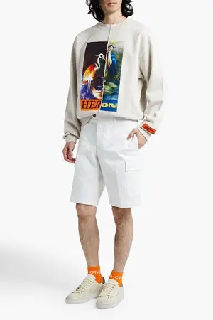 Heron Preston Mélange French Cotton Terry Sweatshirt With Embroidered Logo Appliqu