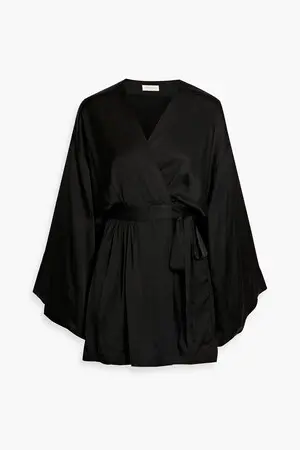 Dries Van Noten Satin Mini Wrap Dress - Black