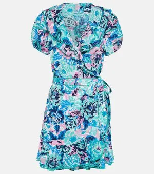 Poupette St Barth Aude Printed Wrap Minidress