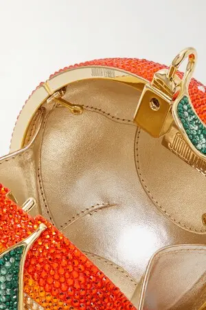 Judith Leiber Tangerine Crystal-embellished Gold-tone Clutch
