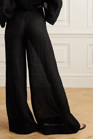 Lisa Marie Fernandez Net Sustain Linen-blend Gauze Wide-leg Pants