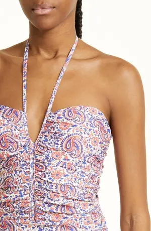 Veronica Beard Hazina Paisley Ruched One-piece Swimsuit