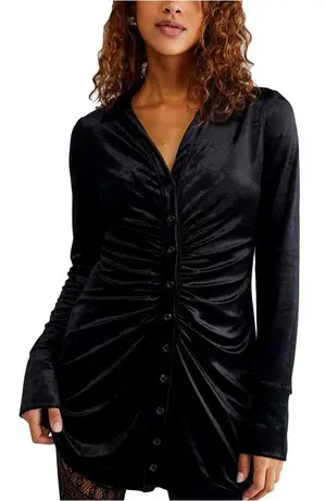 Free People Shayla Velvet Ruched Mini Dress
