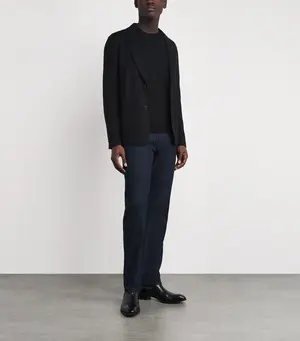 Giorgio Armani Stretch-cotton-blend Chinos - Blue