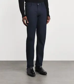 Giorgio Armani Stretch-cotton-blend Chinos - Blue