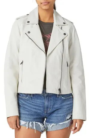 Lucky Brand Leather Moto Jacket White
