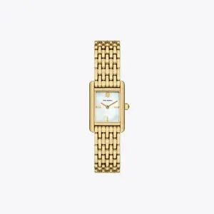 Tory Burch Mini Eleanor Double Wrap Watch - White Mop/gold