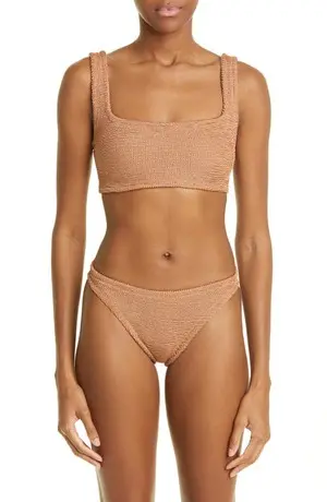Hunza G Hunza G Crinkle Two-Piece Swimsuit Metallic Cocoa