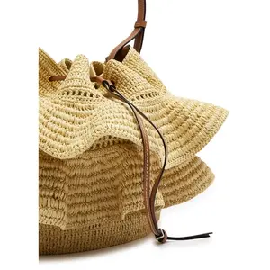 Loewe Balloon Ruffled Raffia Basket Bag
