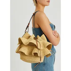 Loewe Balloon Ruffled Raffia Basket Bag