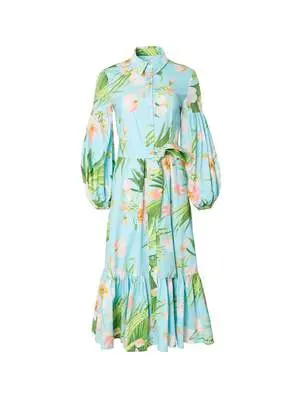 Carolina Herrera Carolina Herrera Women's Tropical-Print Midi Dress In Blue - Blue