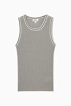 Cos Ribbed-Knit Silk Tank Top Brown