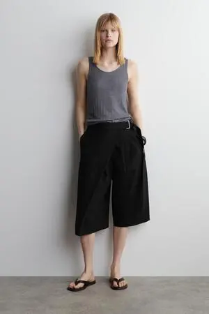 Cos Ribbed-knit Silk Tank Top - Gray
