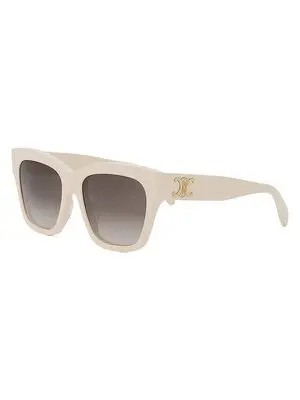 Celine Women's Triomphe 55MM Geometric Sunglasses - Shiny Black Cream Brown Gradient
