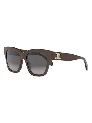 Celine Women's Triomphe 55MM Geometric Sunglasses - Shiny Black Dark Brown Smoke Gradient