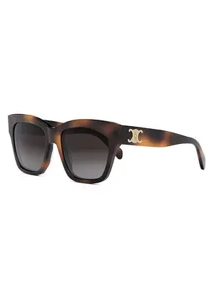 Celine Women's Triomphe 55MM Geometric Sunglasses - Shiny Black Havana