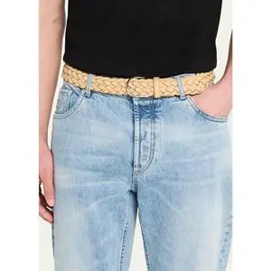 Simonnot Godard Bicolor Braided Leather Belt, 35mm