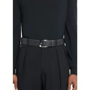 Simonnot Godard Lagun Grained Leather Belt - Blkblu