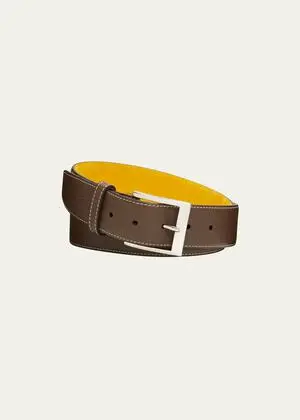 Simonnot Godard Simonnot Godard Lagun Grained Leather Belt Cafe - Tournesol