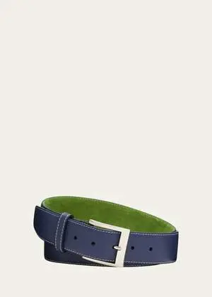 Simonnot Godard Simonnot Godard Lagun Grained Leather Belt Sapphire Blue - G