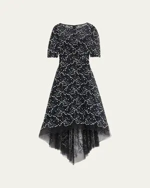 Rickie Freeman For Teri Jon 3d Lace High-low Dress