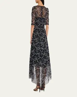 Rickie Freeman For Teri Jon 3d Lace High-low Dress