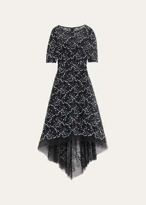 Rickie Freeman For Teri Jon 3d Lace High-low Dress