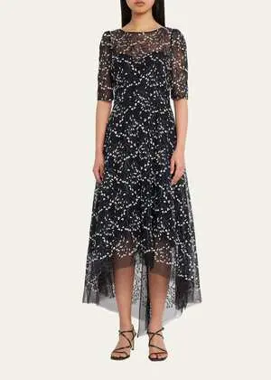 Rickie Freeman For Teri Jon 3d Lace High-low Dress