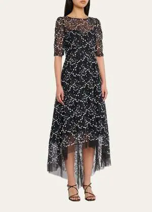 Rickie Freeman For Teri Jon 3d Lace High-low Dress