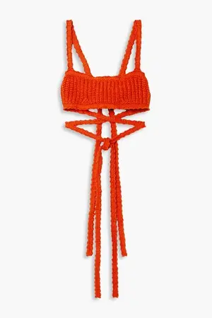 Alanui Caribbean Vibes Ribbed Cotton Bra Top - Bright Orange