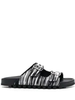 Missoni Double-buckle Knitted Slides - Black