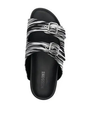 Missoni Double-buckle Knitted Slides - Black